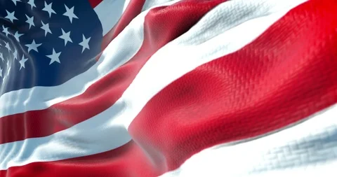 american USA flag with side view, stars ... | Stock Video | Pond5