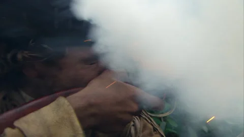 Americans fire guns at British soldiers,... | Stock Video | Pond5