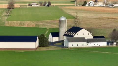 Amish farm. Aerial view of green fields,... | Stock Video | Pond5