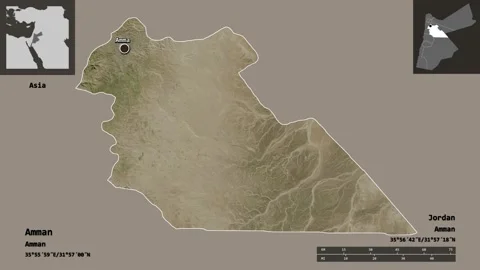 Amman location. Jordan. Satellite map | Stock Video | Pond5