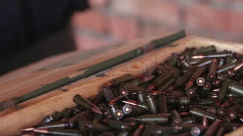 Ammunition for ak47 in 7,62 caliber, gun... | Stock Video | Pond5