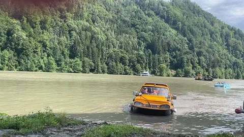 amphibious vehicle dutton 4x4 floating i... | Stock Video | Pond5