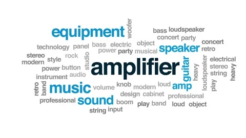 Amplifier animated word cloud, text desi... | Stock Video | Pond5
