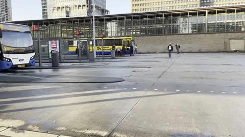 Amstel bus station Amsterdam bus spotter... | Stock Video | Pond5