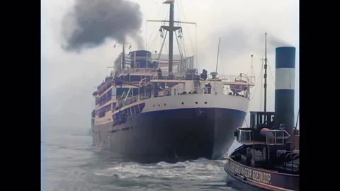 AMSTERDAM - 1930 - The SS Colombia depar... | Stock Video | Pond5