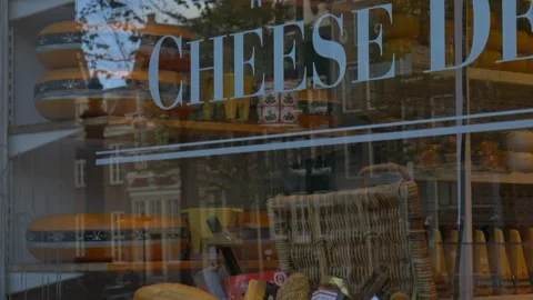 Amsterdam dutch cheese shop window look ... | Stock Video | Pond5