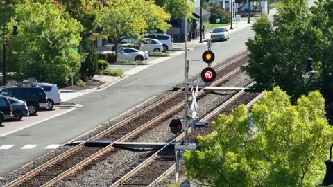 Amtrak Train Lights and Gate Down | Stock Video | Pond5