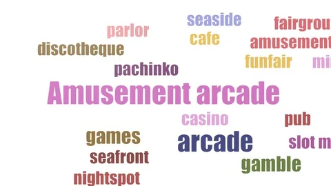 Amusement Arcade Tag Cloud Animated On W... | Stock Video | Pond5