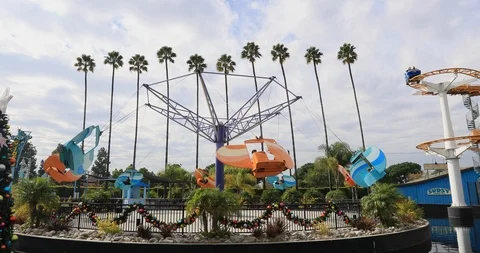 Amusement park air aircraft flying ride ... | Stock Video | Pond5