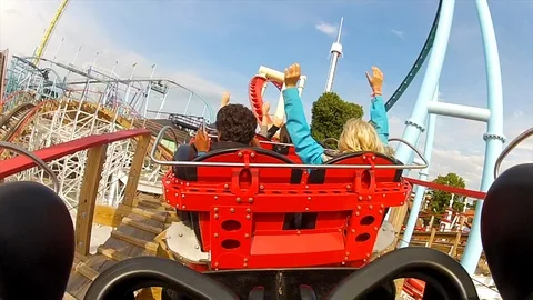 Amusement Park Excitement. A Fairground ... | Stock Video | Pond5