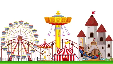 Amusement Park Rides Animation | Stock Video | Pond5
