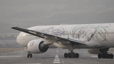 ANA Boeing 777 Demon Slayer Passenger Ai... | Stock Video | Pond5