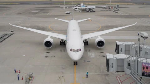 ANA Boeing 787 Passenger Airplane Arrive... | Stock Video | Pond5