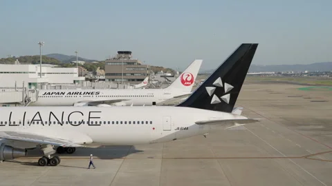 ANA Star Alliance, JAL Boeing 767 Passen... | Stock Video | Pond5