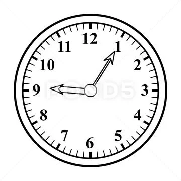 Analog Clock Outline Vector Illustration Illustration #292428736