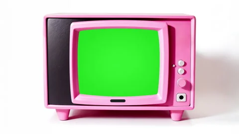 Analog retro pink tv television with gre... | Stock Video | Pond5
