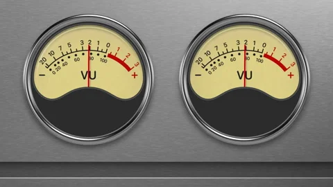 Analog Stereo VU Meters Close-Up With Ne... | Stock Video | Pond5