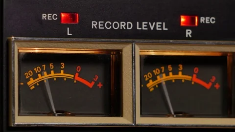 Analog vu meter of a vintage tape record... | Stock Video | Pond5