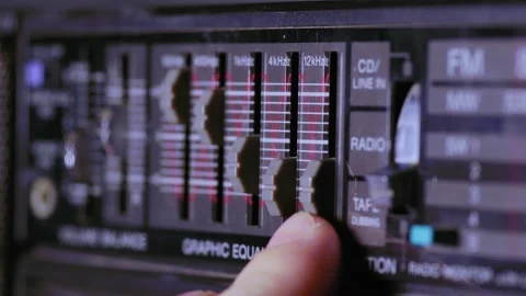 An analogue vintage radio dial tuning in... | Stock Video | Pond5