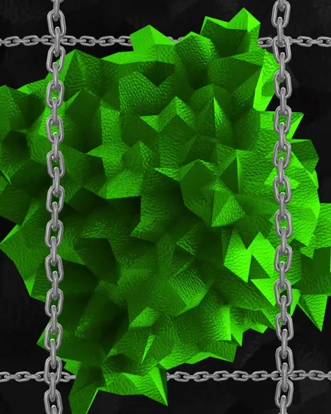 Anamorphic shape and metalic chains loop... | Stock Video | Pond5