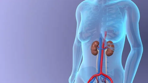 Anatomy of female kidney in a healthy bo... | Stock Video | Pond5