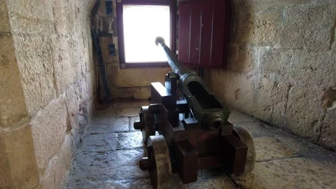Ancient Cannon Inside Belem Tower Facing... | Stock Video | Pond5