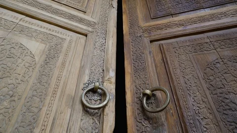 ancient eastern doors open | Stock Video | Pond5
