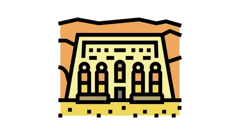 ancient egypt abu simbel color icon anim... | Stock Video | Pond5