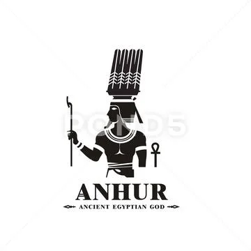 Ancient egyptian god anhur silhouette, middle east god Logo: Graphic ...