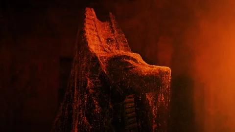 Ancient Egyptian Statue Lit Up With Fire | Stock Video | Pond5