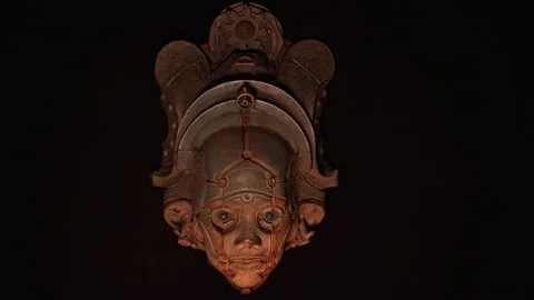 Ancient future automata face sculpture i... | Stock Video | Pond5