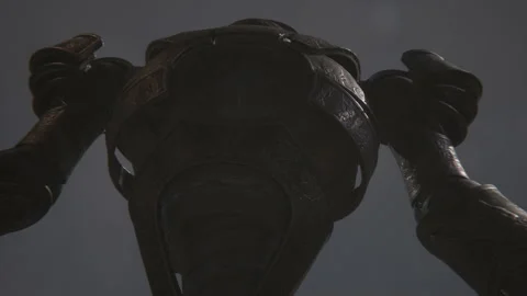 Ancient Golem mech in Alien City Temple ... | Stock Video | Pond5