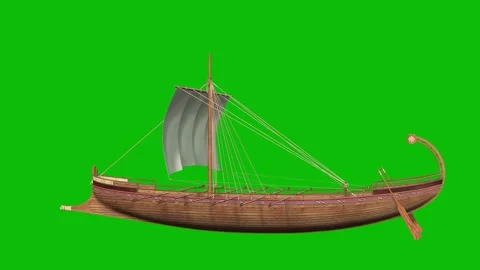 Ancient Greek ship 3D model rotating 360... | Stock Video | Pond5