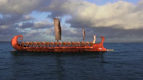 Ancient Greek trireme with the statue of... | Stock Video | Pond5
