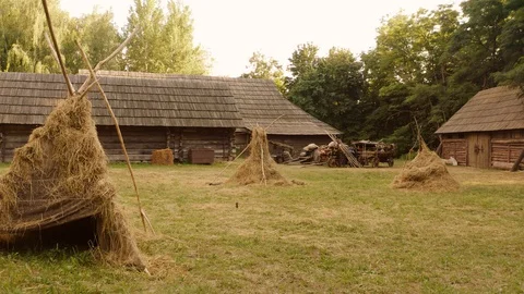 Ancient historical shack cabins. | Stock Video | Pond5