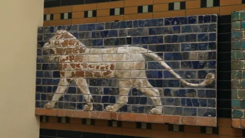 Ancient images of lions from Babylon in ... | Stock Video | Pond5