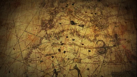 Ancient map on papyrus scroll paper | Stock Video | Pond5