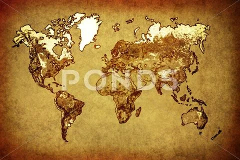 Stock Photograph: Ancient map world on old paper #12598237