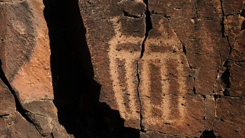 Ancient Rock Art Petroglyphs Pictographs... | Stock Video | Pond5