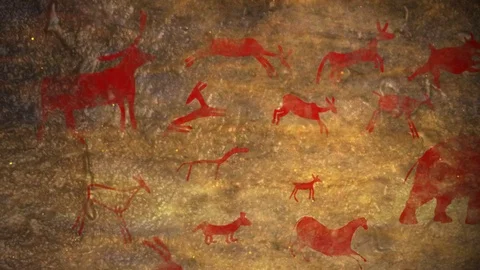 Ancient rock paintings show primitive wi... | Stock Video | Pond5