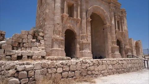 ancient roman stone arch structure jeras... | Stock Video | Pond5