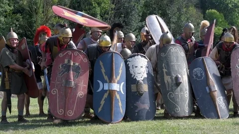 Ancient Roman Testudo or tortoise format... | Stock Video | Pond5