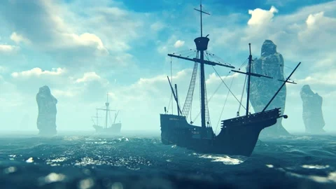 Ancient ships at the stone reefs | Stock Video | Pond5