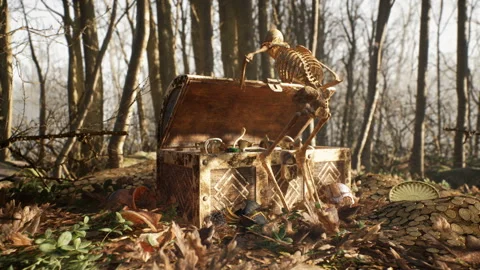 An ancient skeleton in a deserted forest... | Stock Video | Pond5