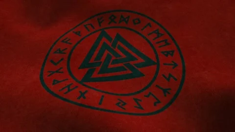 Ancient Viking Valknut Red Flag Waving, ... | Stock Video | Pond5