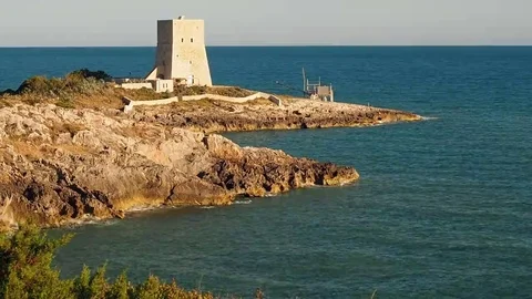 Ancient watchtower at sea | Stock Video | Pond5