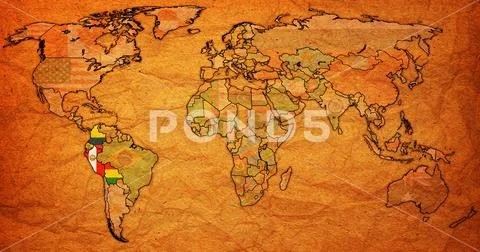 Andean Community territory on world map Illustration #86078804