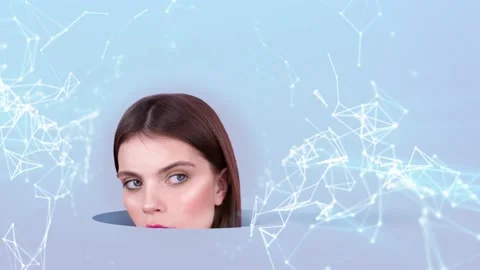 Android face of young woman with Blue ey... | Stock Video | Pond5