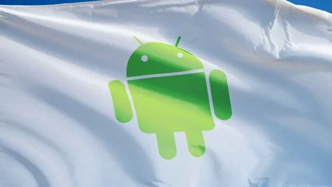 Android flag in slow motion, editorial a... | Stock Video | Pond5