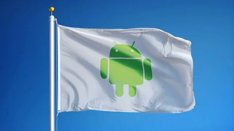 Android flag in slow motion, editorial a... | Stock Video | Pond5